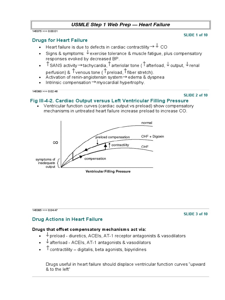 USMLE Step 1 Web Prep — Heart Failure Drug Overview | PDF | Heart ...