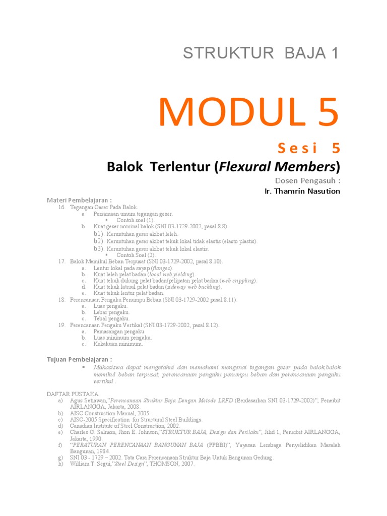 Perencanaan Balok Pengaku pada Struktur | PDF
