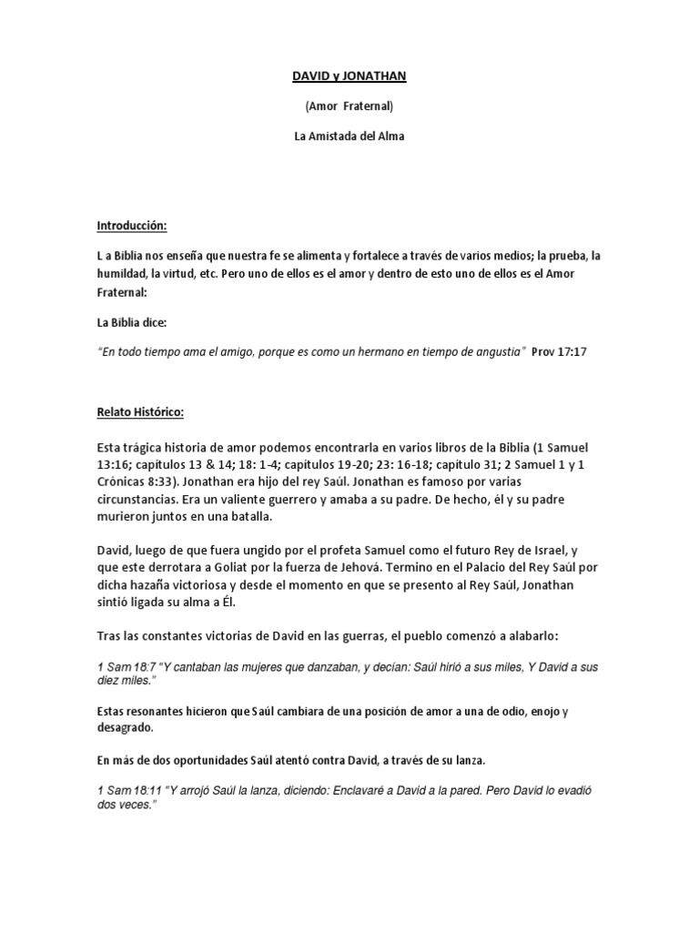 David y Jonathan-Amor | PDF | David | Saulo