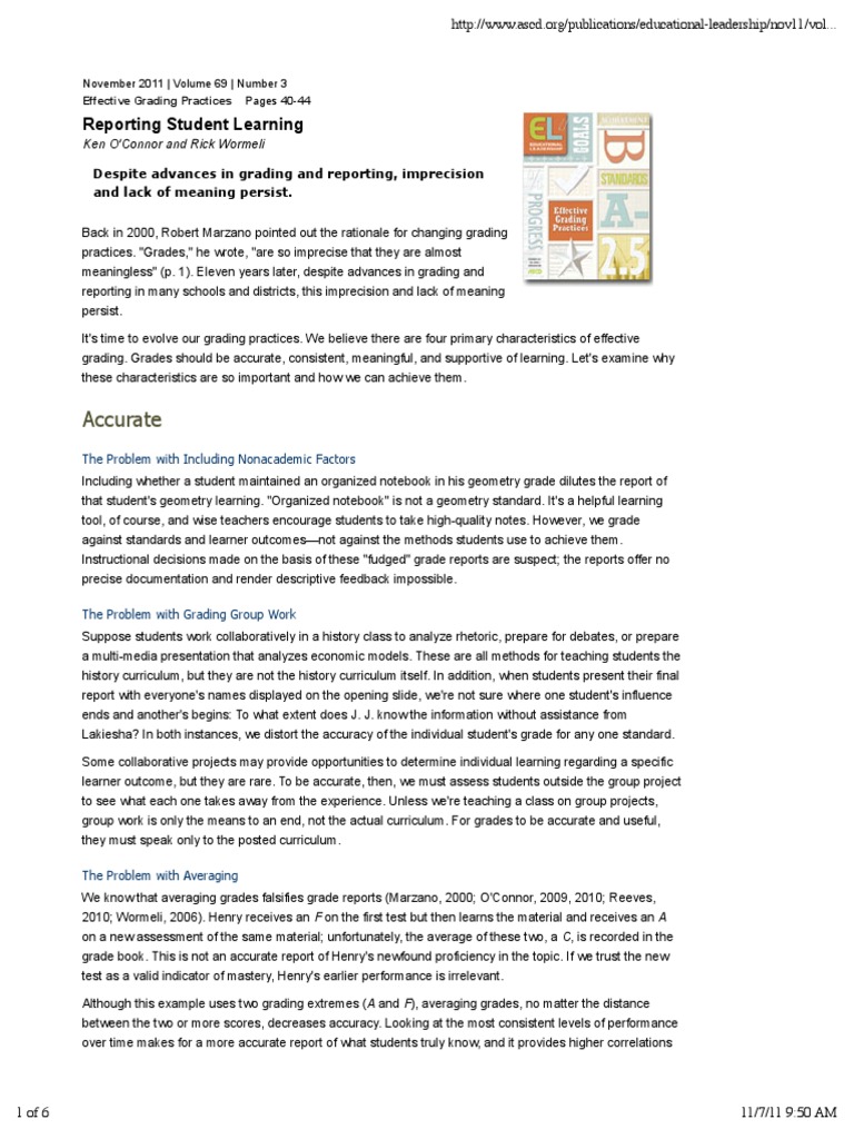 Reporting Student Learning | PDF | Educational Assessment | Test ...