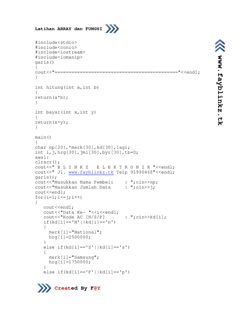 Latihan Array Dan Fungsi 1 | PDF | Metode & Bahan Ajar