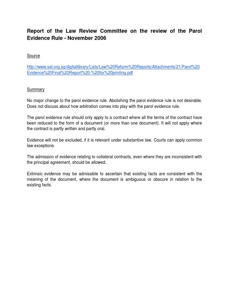 Arbitration - Parol Evidence Rule | PDF | Parol Evidence Rule ...