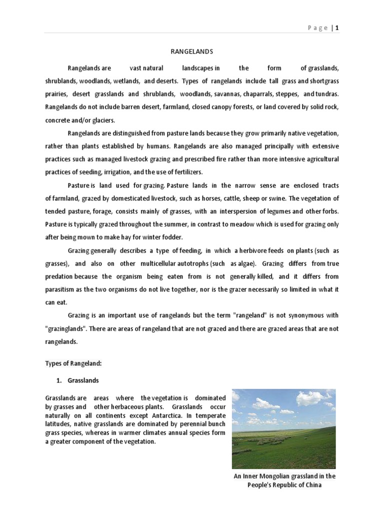 Rangelands: 1. Grasslands | PDF | Grazing | Grassland