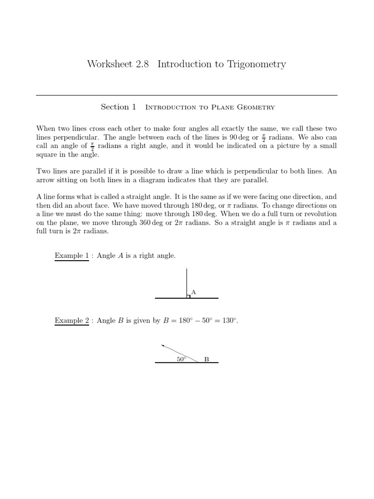 Intro to Trigonometry Worksheet | PDF | Triangle | Trigonometric Functions