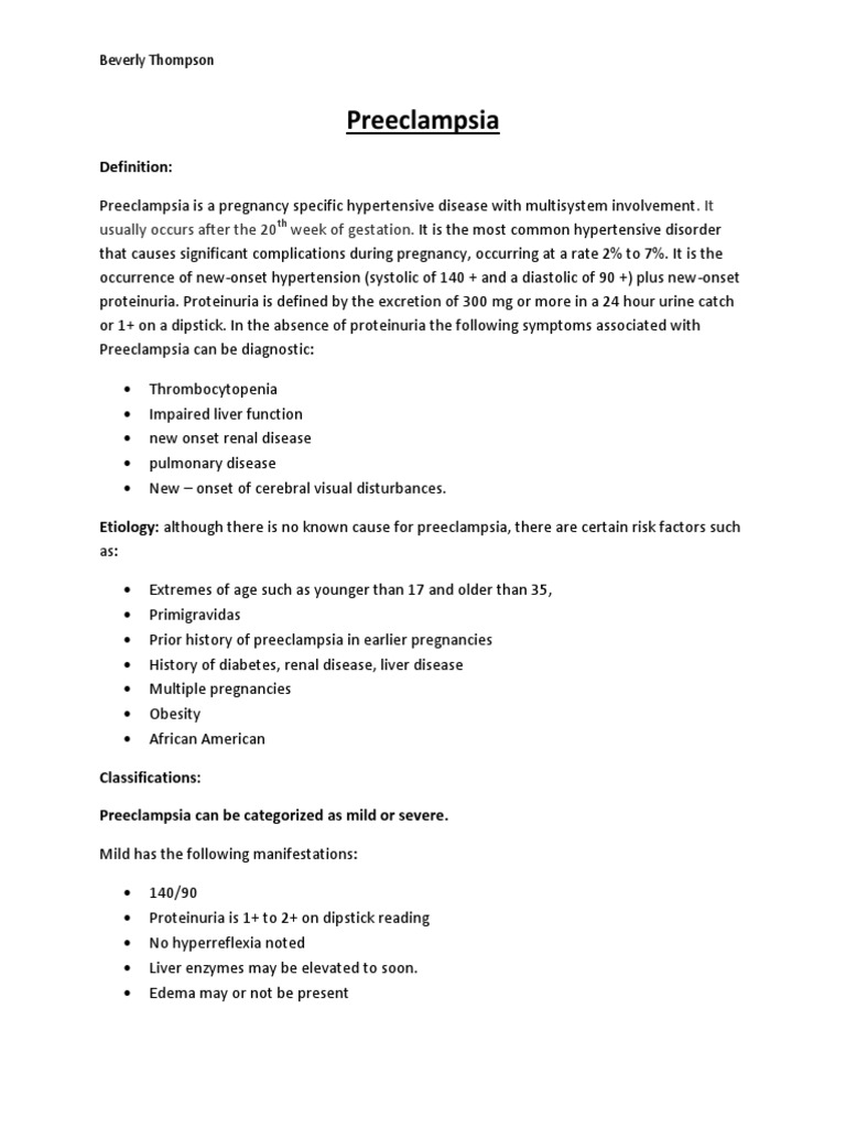 Pre Eclampsia Pdf Childbirth Hypertension