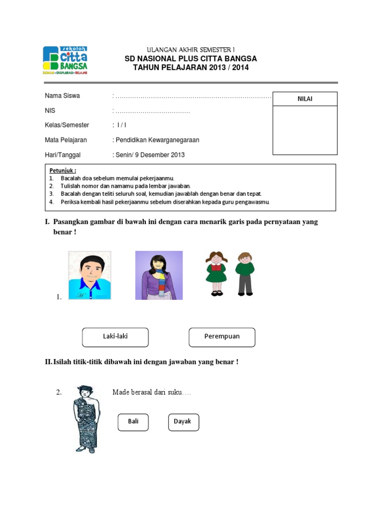 Soal Uas Abk Kls 2 | PDF