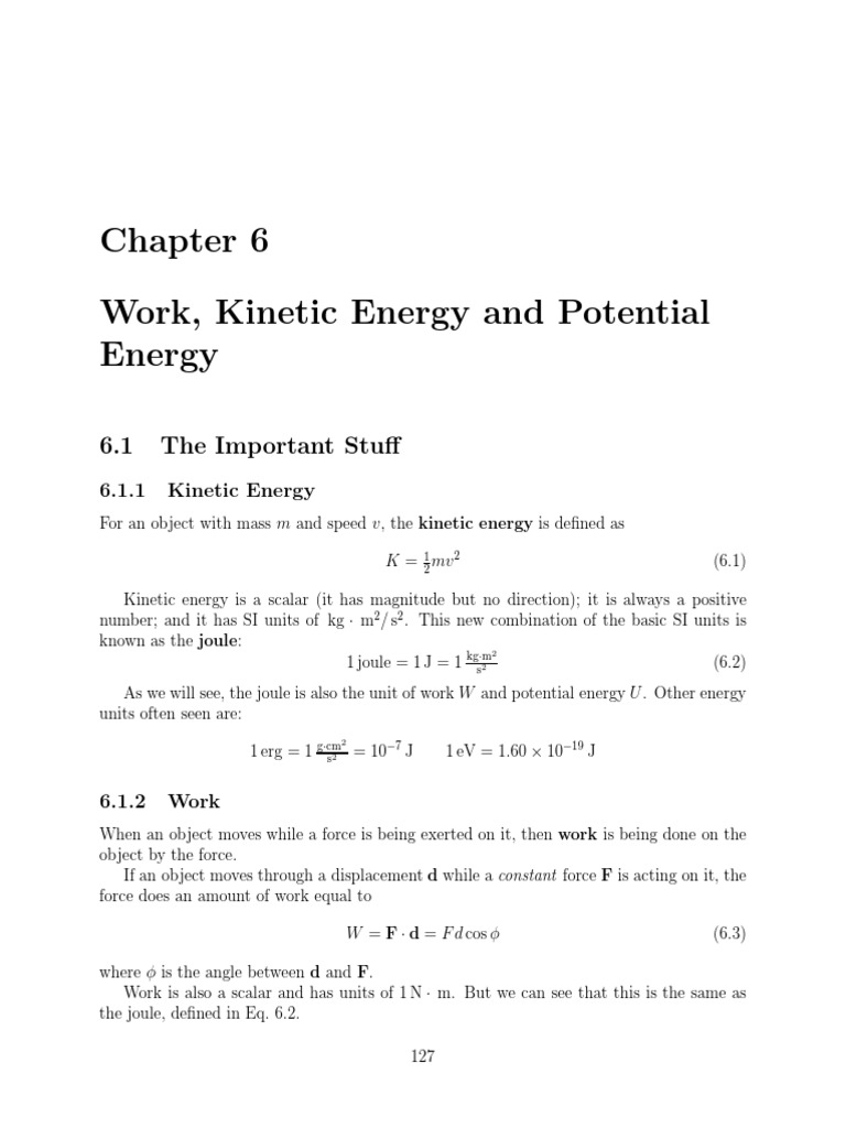 Work, Kinetic & Potential Energy Explained | PDF | Potential Energy | Force