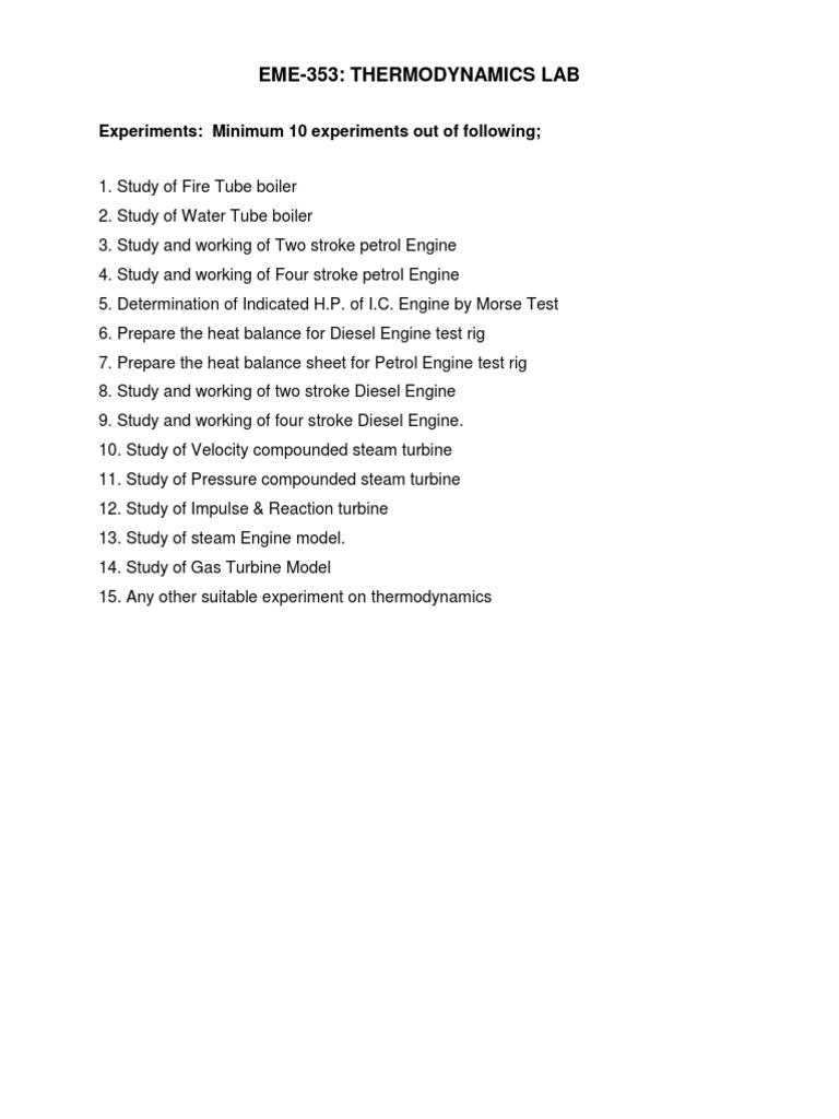 Thermodynamic Lab List | PDF | Science & Mathematics