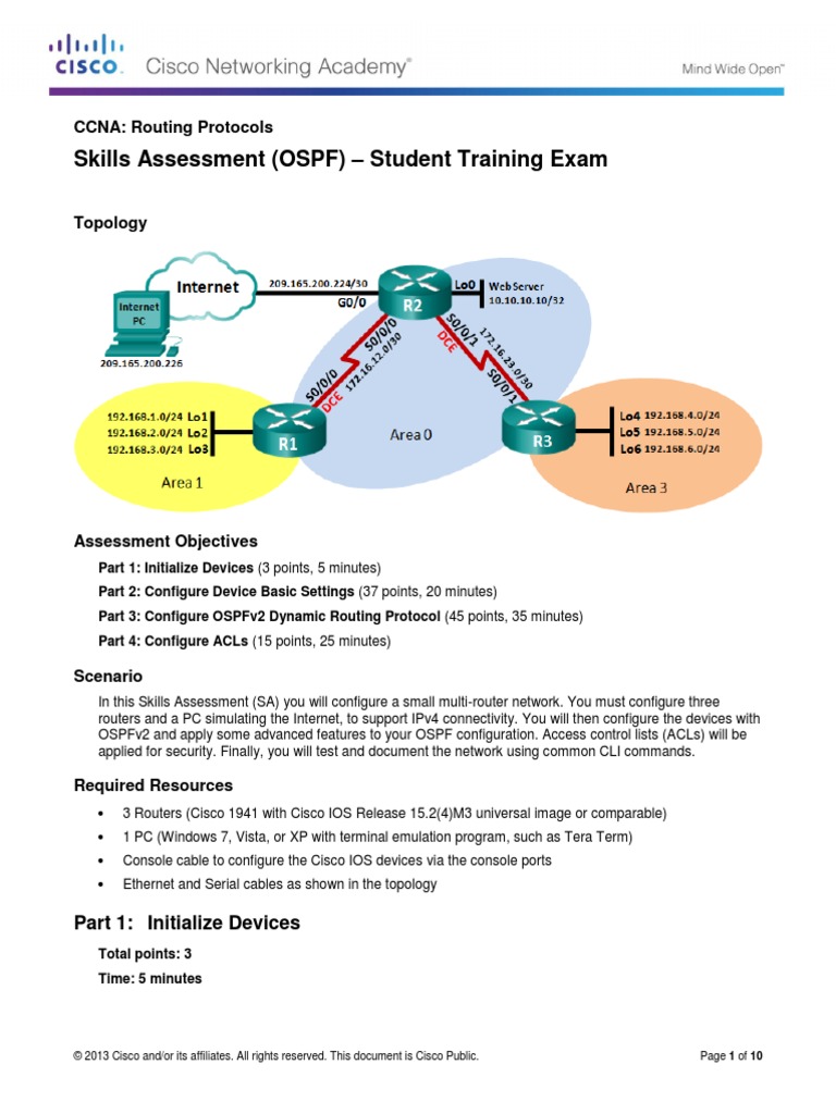 CCNA Routing Protocols OSPF Skills Assessment | PDF | Cisco Certifications | Computer Network