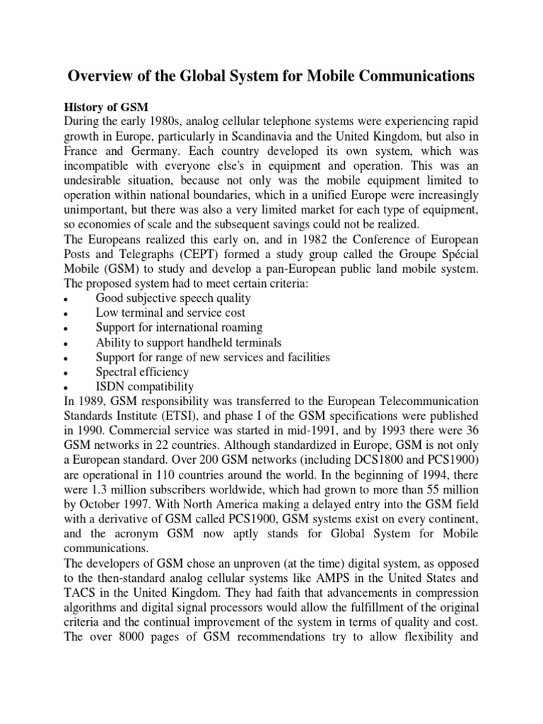 Overview of The GSM Communications | PDF | Networks | Digital Technology