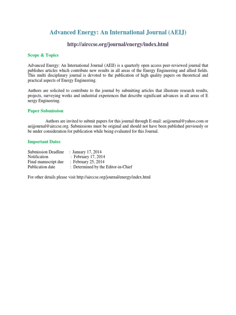 Advanced Energy Journal Submission Guide | PDF