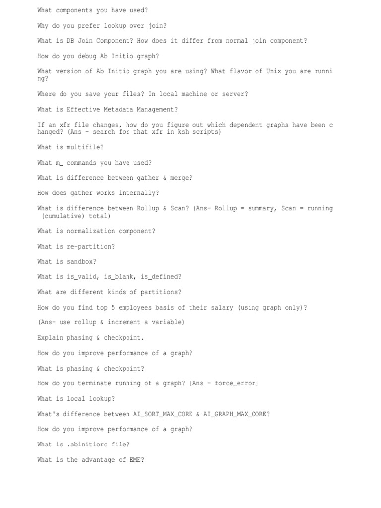 Ab Initio Interview Questions Pdf Parameter Computer Programming Computer File