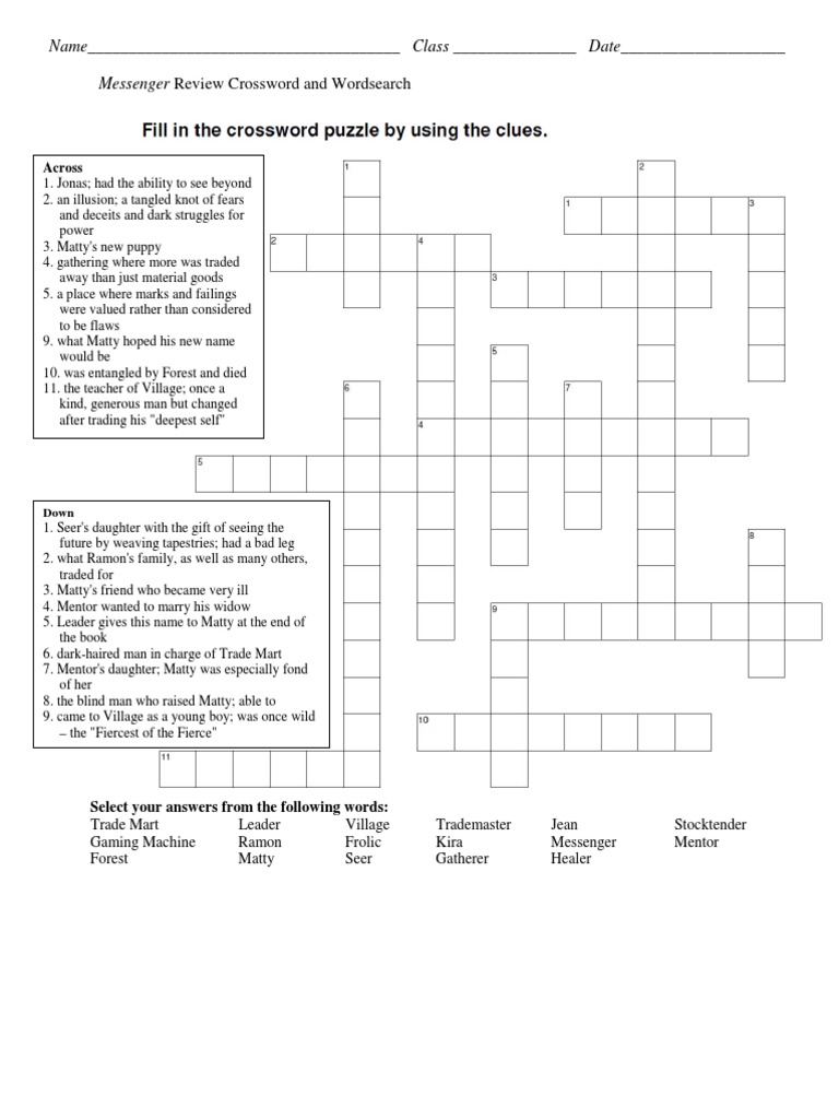 Messenger Review Crossword and Word Search | PDF | Word Search | Leisure