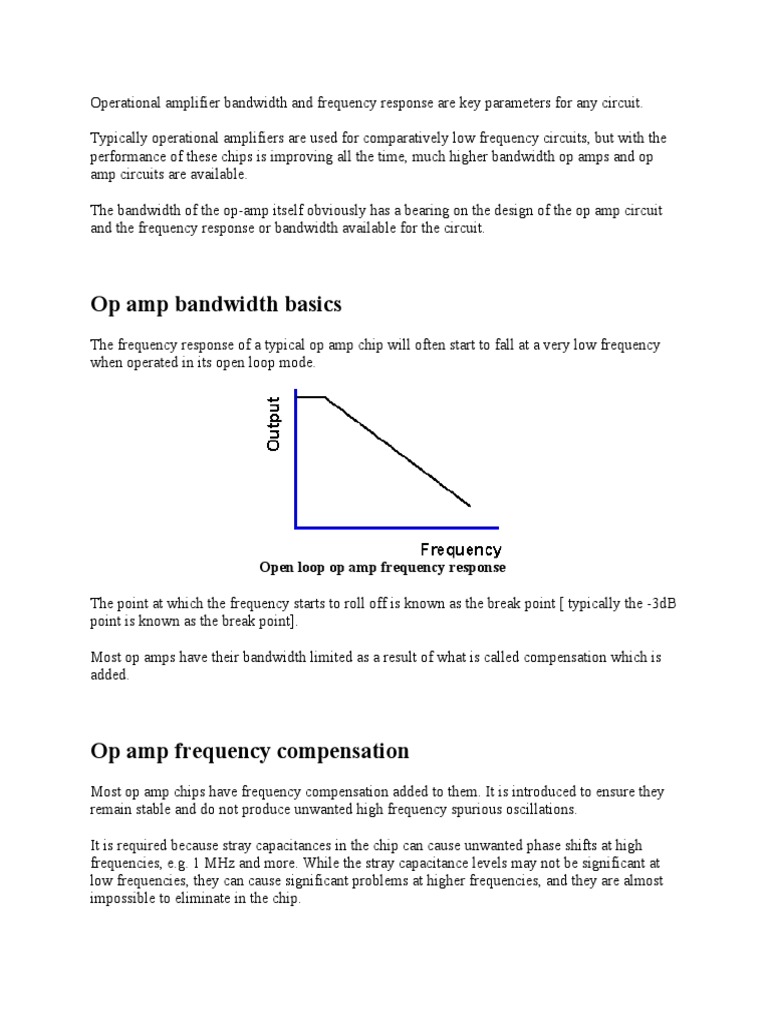 Op Amp Bandwidth Basics | PDF | Operational Amplifier | Amplifier