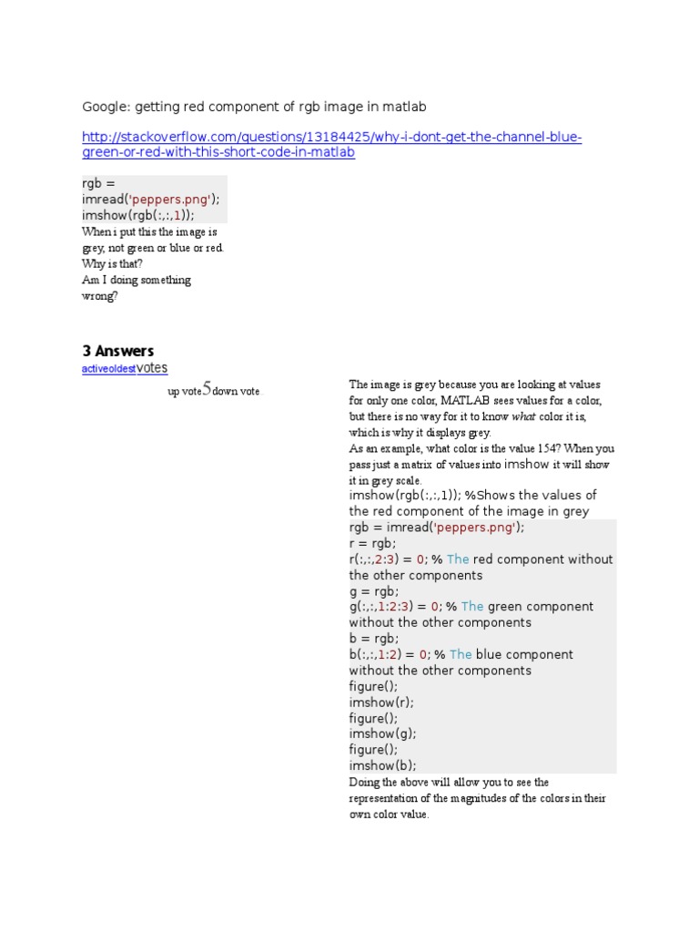 3 Answers: Green-Or-Red-With-This-Short-Code-In-Matlab | PDF | Rgb ...