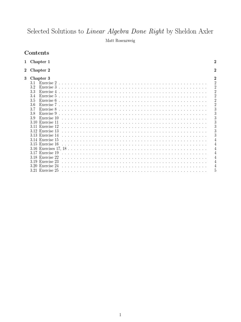 Selected Solutions To Axler | PDF | Vector Space | Basis (Linear Algebra)