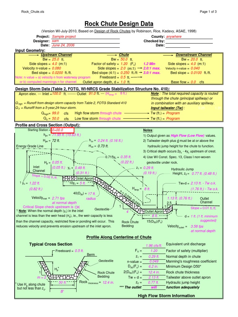 Rock Chute Design Data: Input Geometry | PDF | Teaching Mathematics ...