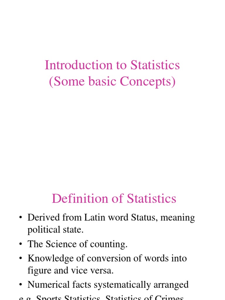 Introduction To Statistics (Some Basic Concepts) | PDF | Statistics | Data