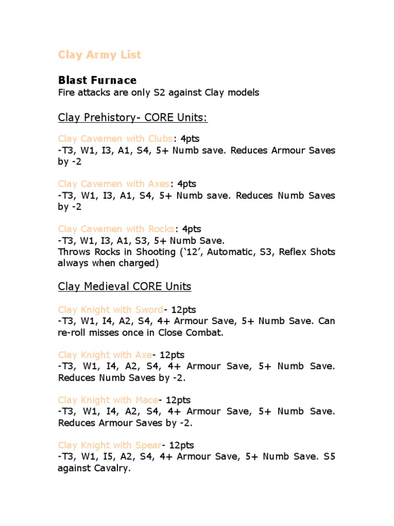 Clay Army List | PDF | Armed Conflict | Nature