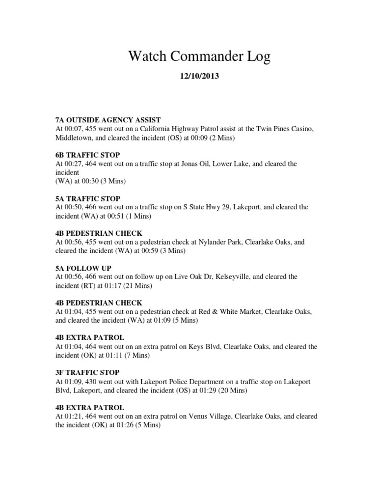 Daily Police Activity Report 12/10/2013 | PDF | Traffic | Traffic Stop