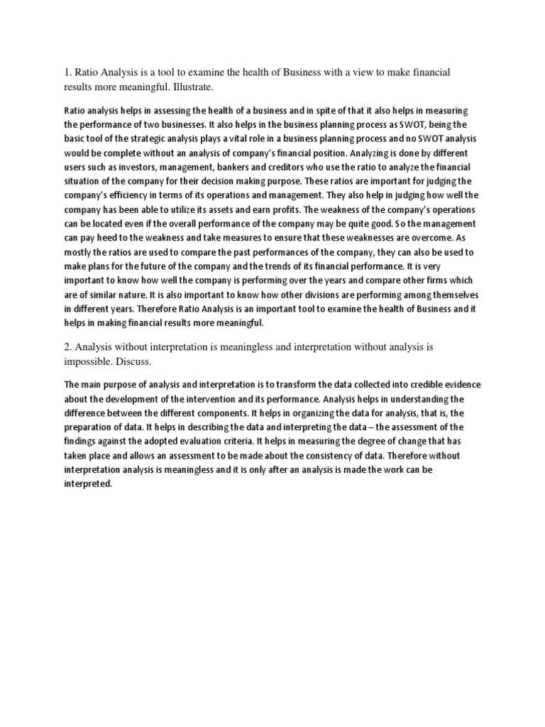 Ratio Analysis Helps Assess Business Health | PDF | Swot Analysis | Data
