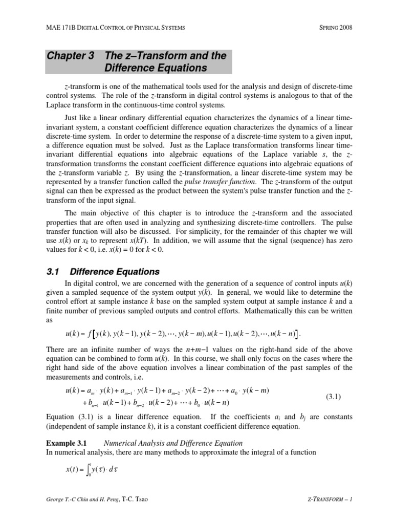 Z Transform Pdf Recurrence Relation Control Theory