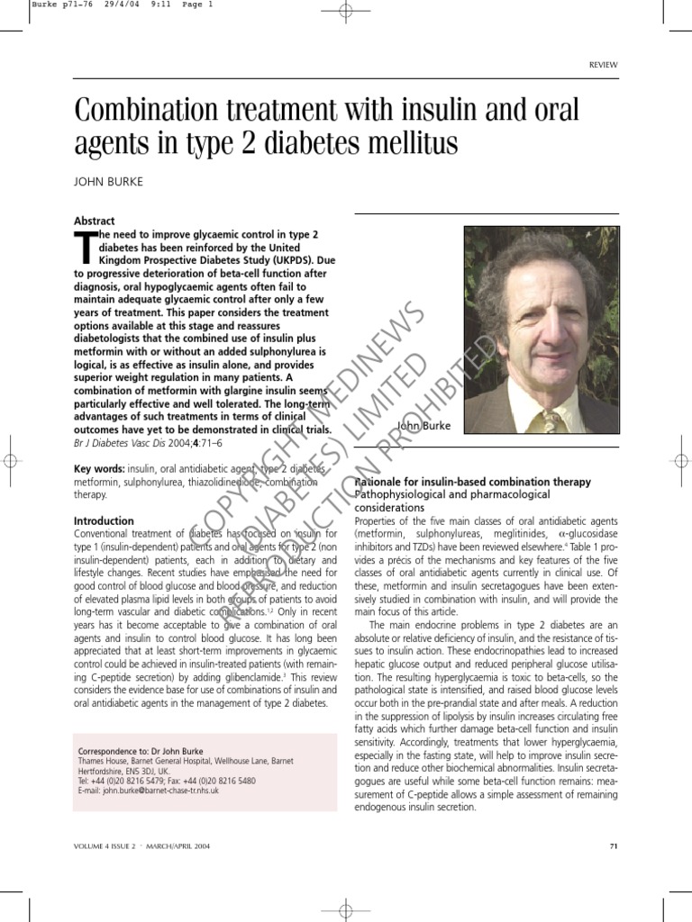 Combination Treatment With Insulin and Oral Agents in Type 2 Diabetes ...