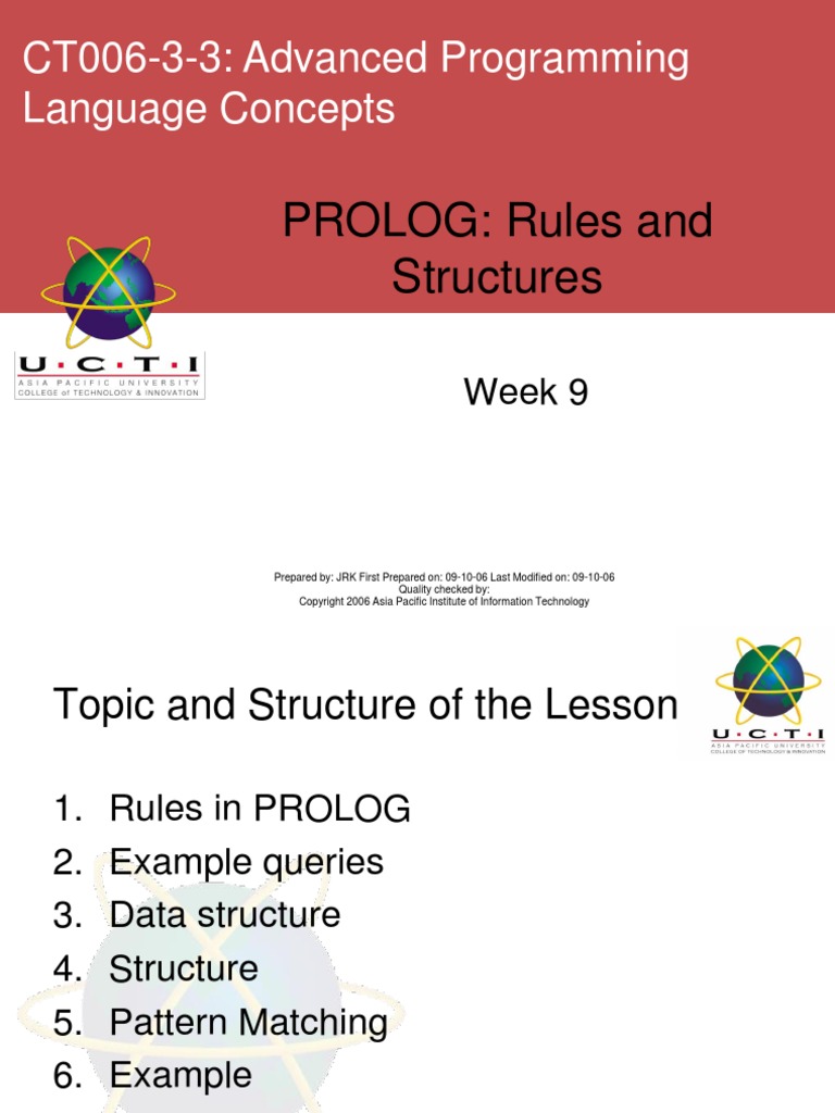 Ct006!3!3 Adplc 09 Prolog Rulesandstructures | PDF | Computer Programming | Programming Paradigms