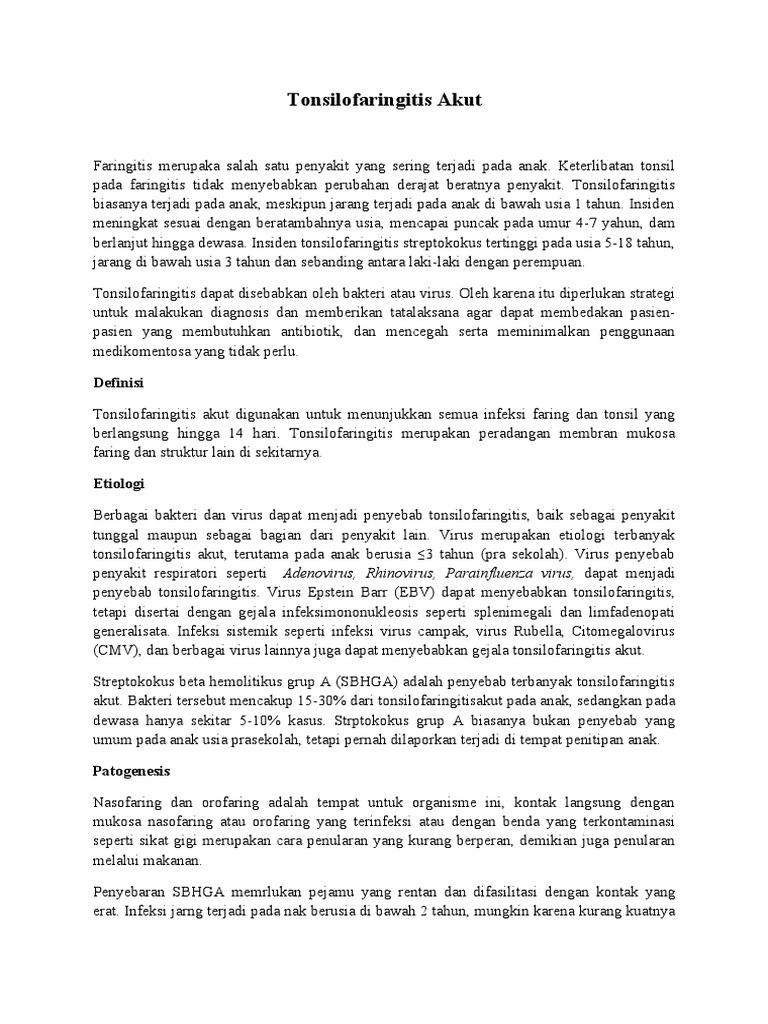 Tonsilofaringitis Akut | PDF