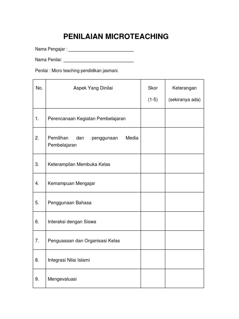 PENILAIAN Microteaching | PDF