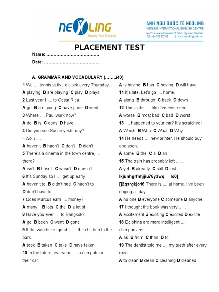 Placement Test | PDF