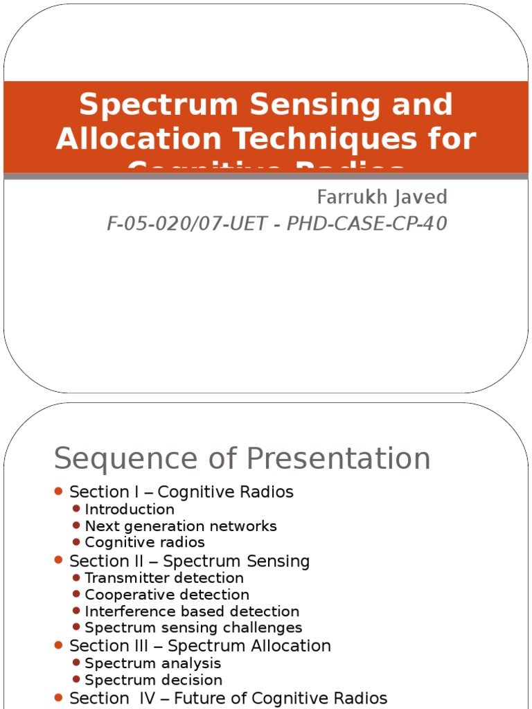 Spectrum Sensing and Allocation Techniques For Cognitive Radios | PDF | Cognitive Radio | Radio ...