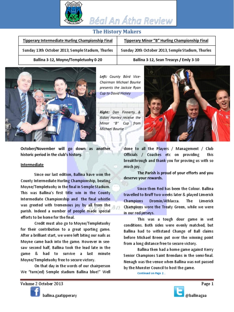 Ballina Review Volume 3 November 2013 | PDF | Gaelic Games | Munster Gaa