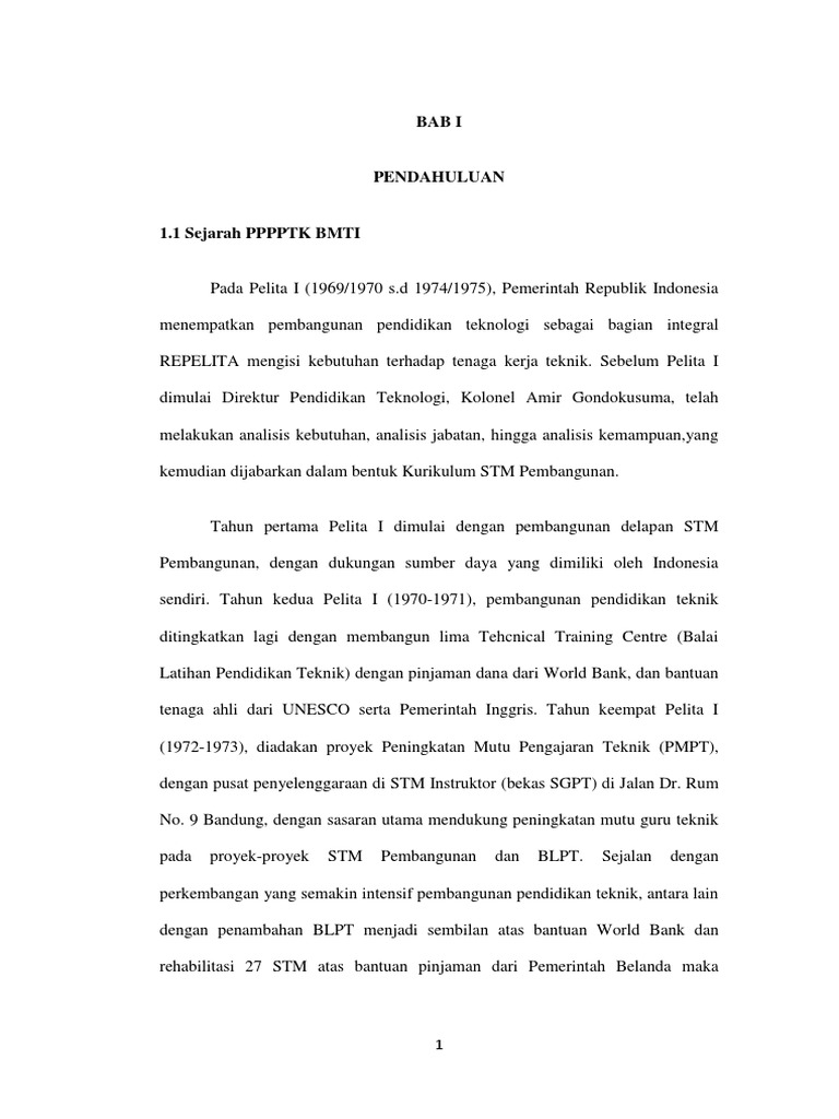 Sejarah P4TK BMTI BANDUNG | PDF