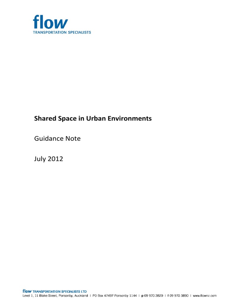 Urban Shared Space Guidance Note | PDF | Traffic | Street