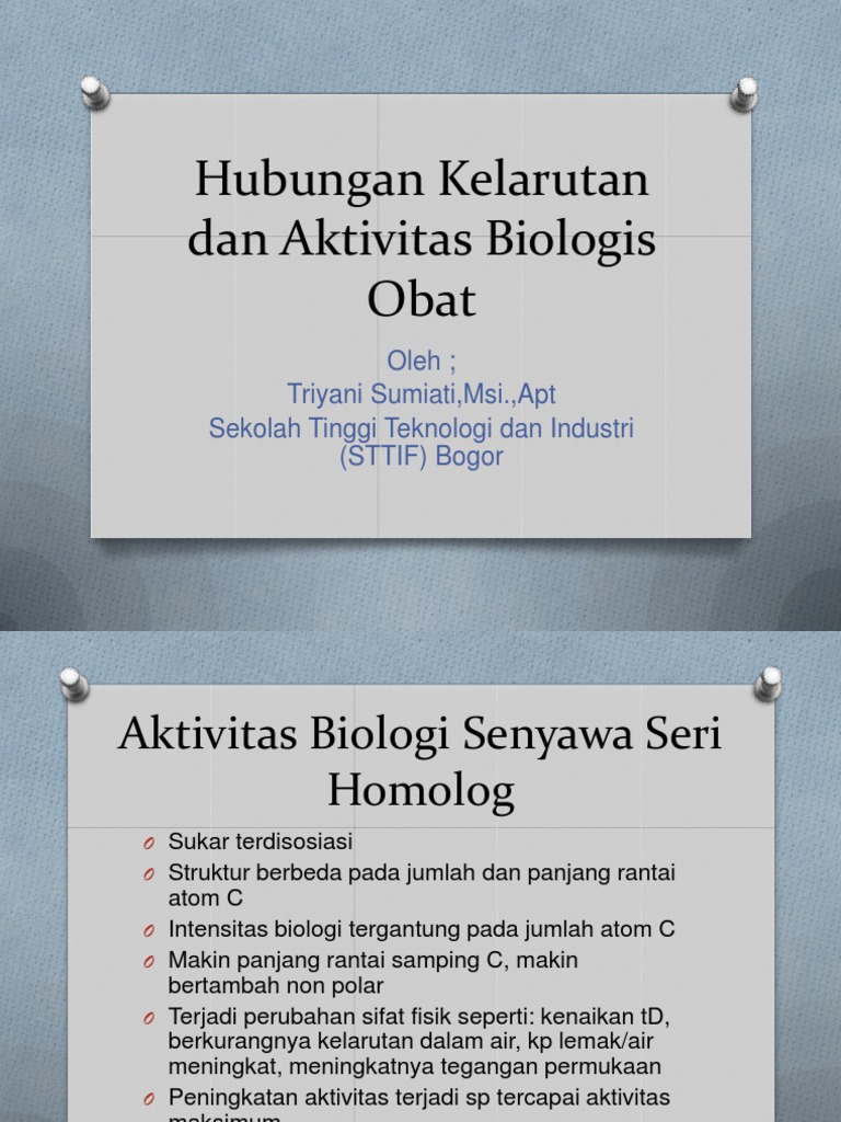 Hubungan Kelarutan Dan Aktivitas Biologis Obat | PDF