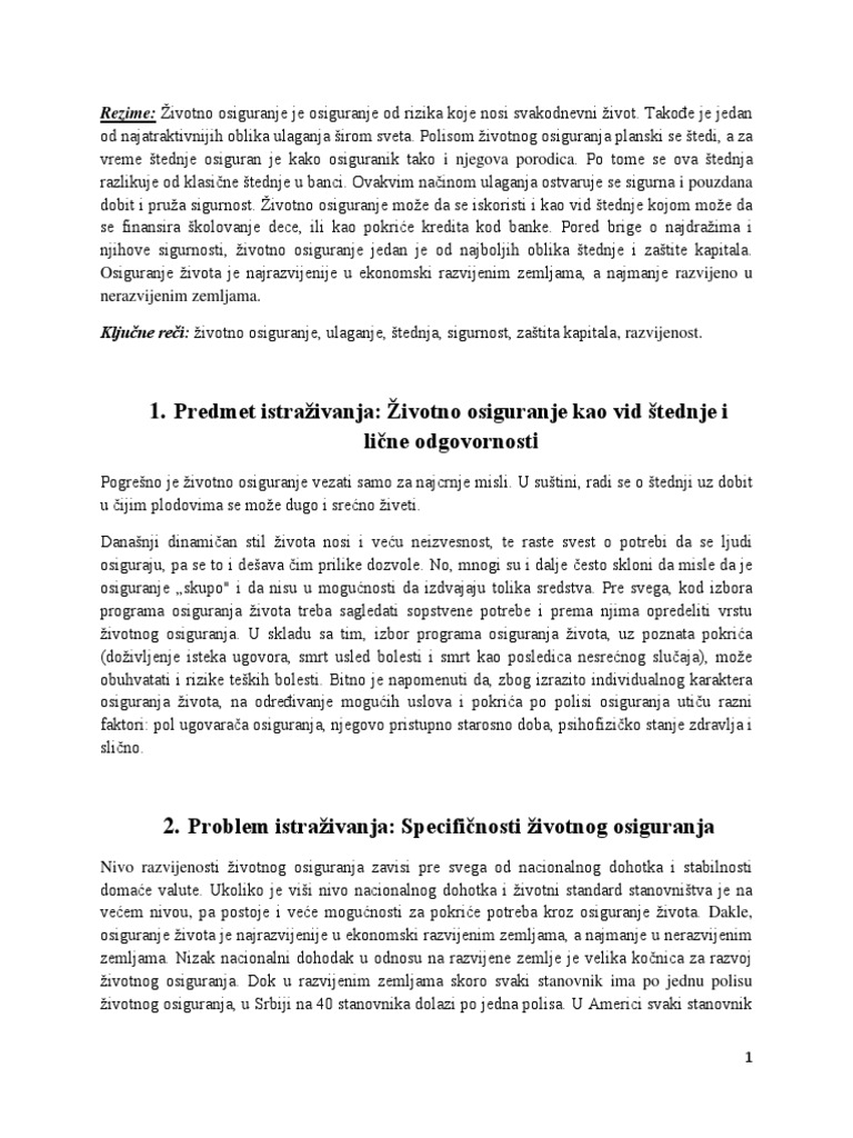 Zivotno Osiguranje | PDF