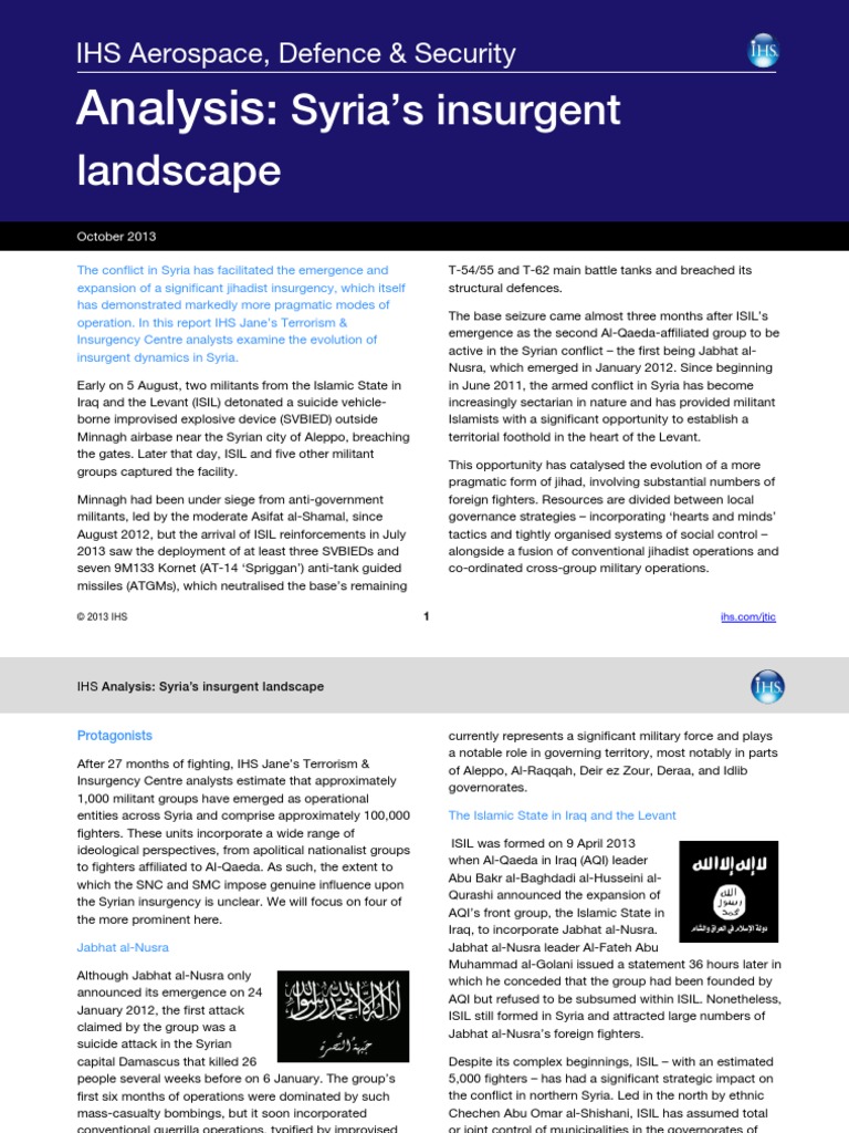 IHS Analysis - Syria's Insurgent Landscape | PDF | Ahrar Al Sham | Islamic State Of Iraq And The ...
