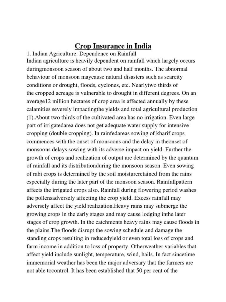 Crop Insurance in India | PDF