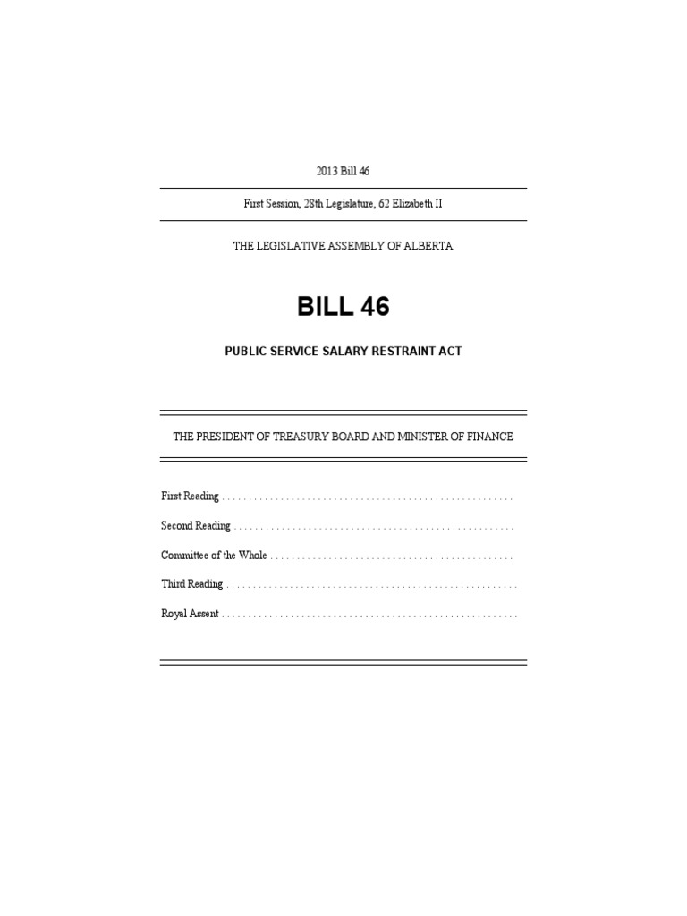 Bill 46: Public Service Salary Restraint Act | Download Free PDF | Bill ...