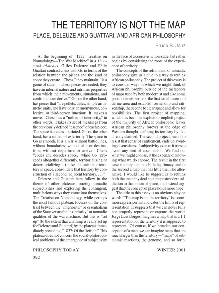 The Territory Is Not The Map - Place, Deleuze & Guattari & African ...