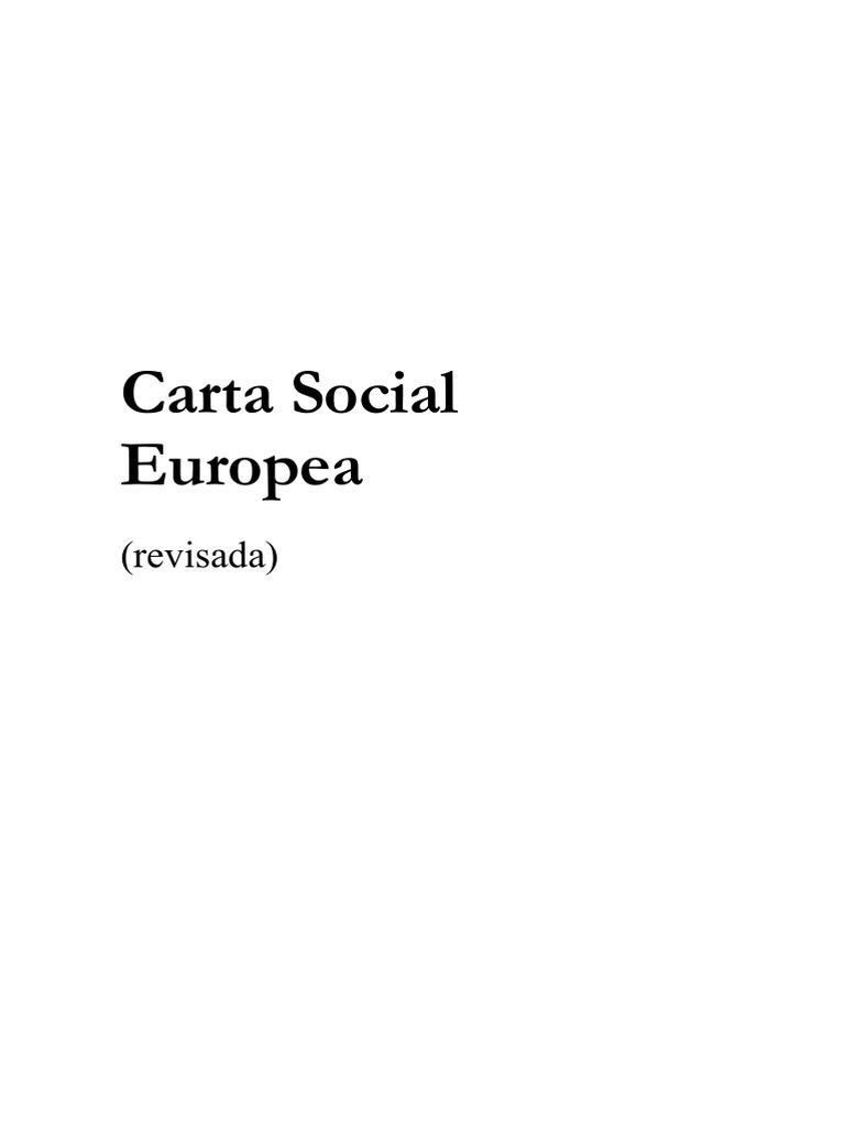 1996 - Carta Social Europea PDF | PDF | Política