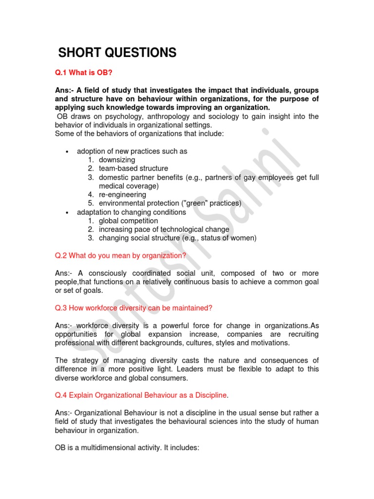 Organizational Behaviour MBA | PDF | Career & Growth