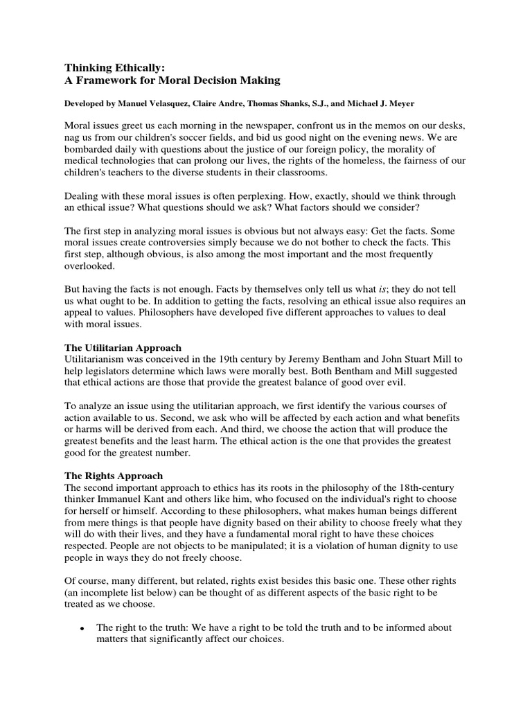 Thinking Ethically | PDF | Utilitarianism | Virtue