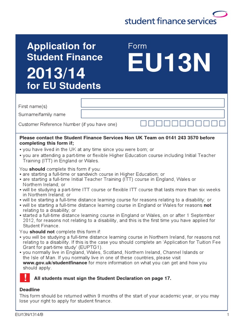 Application For Student Finance PDF Loans Fee