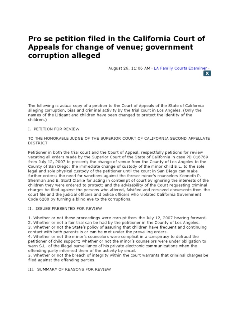 Pro Se Petition Alleges County Corruption | PDF | Pro Se Legal ...