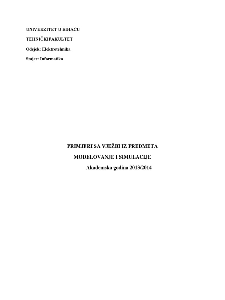 Modelovanje I Simulacije | PDF