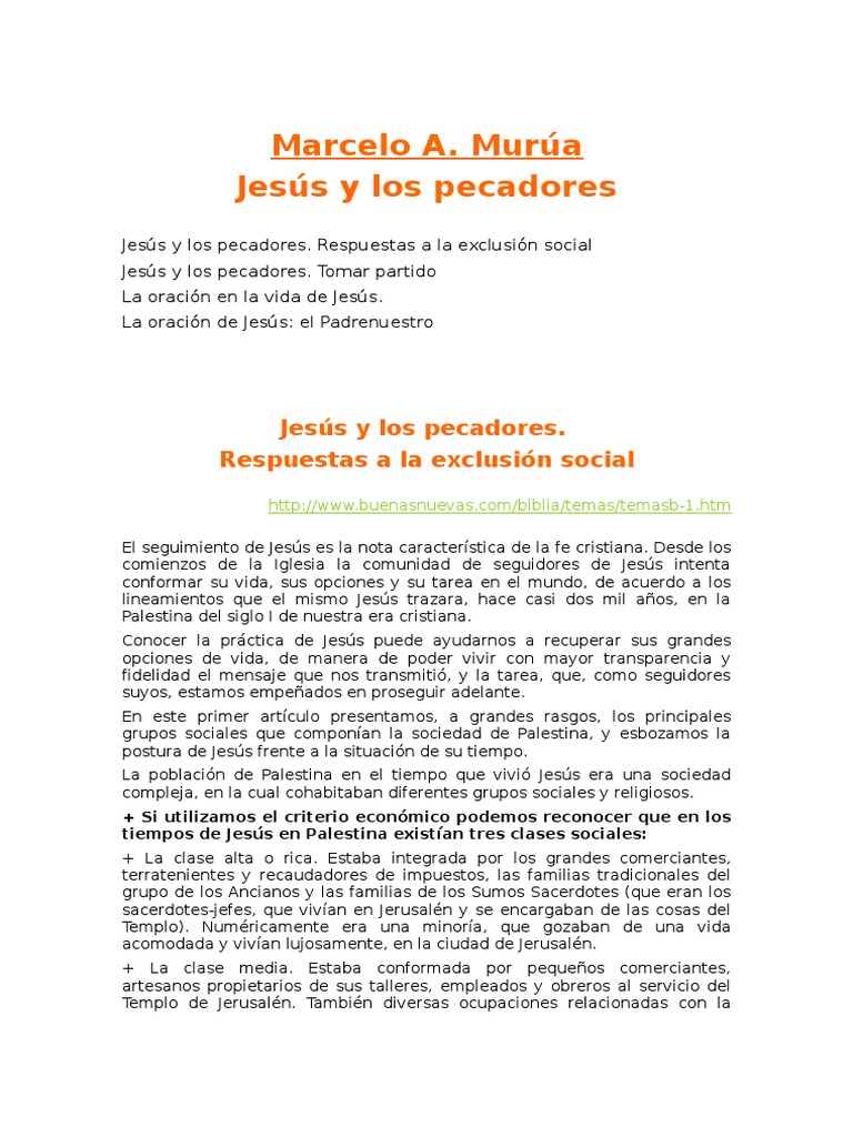 Murua, Marcelo A - Jesus y Los Pecadores | PDF | orador del Señor | Oración