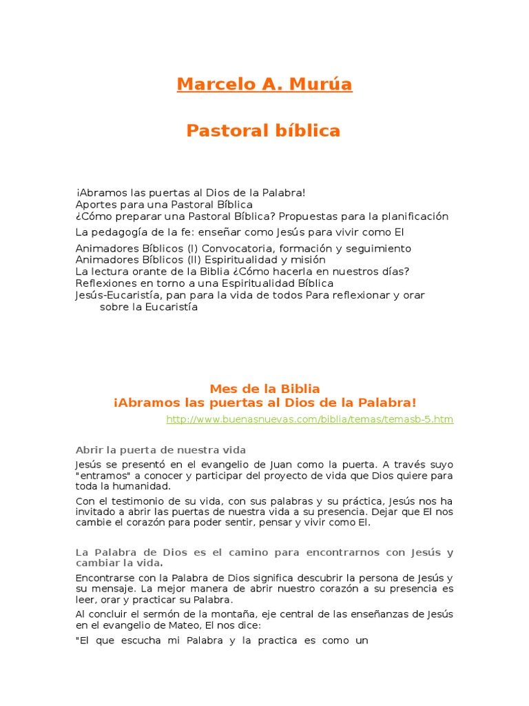 Murua, Marcelo A - Pastoral Biblica | Descargar gratis PDF | Biblia ...