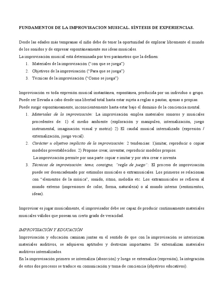Fundamentos de la improvisación musical | PDF | Improvisación | Creatividad
